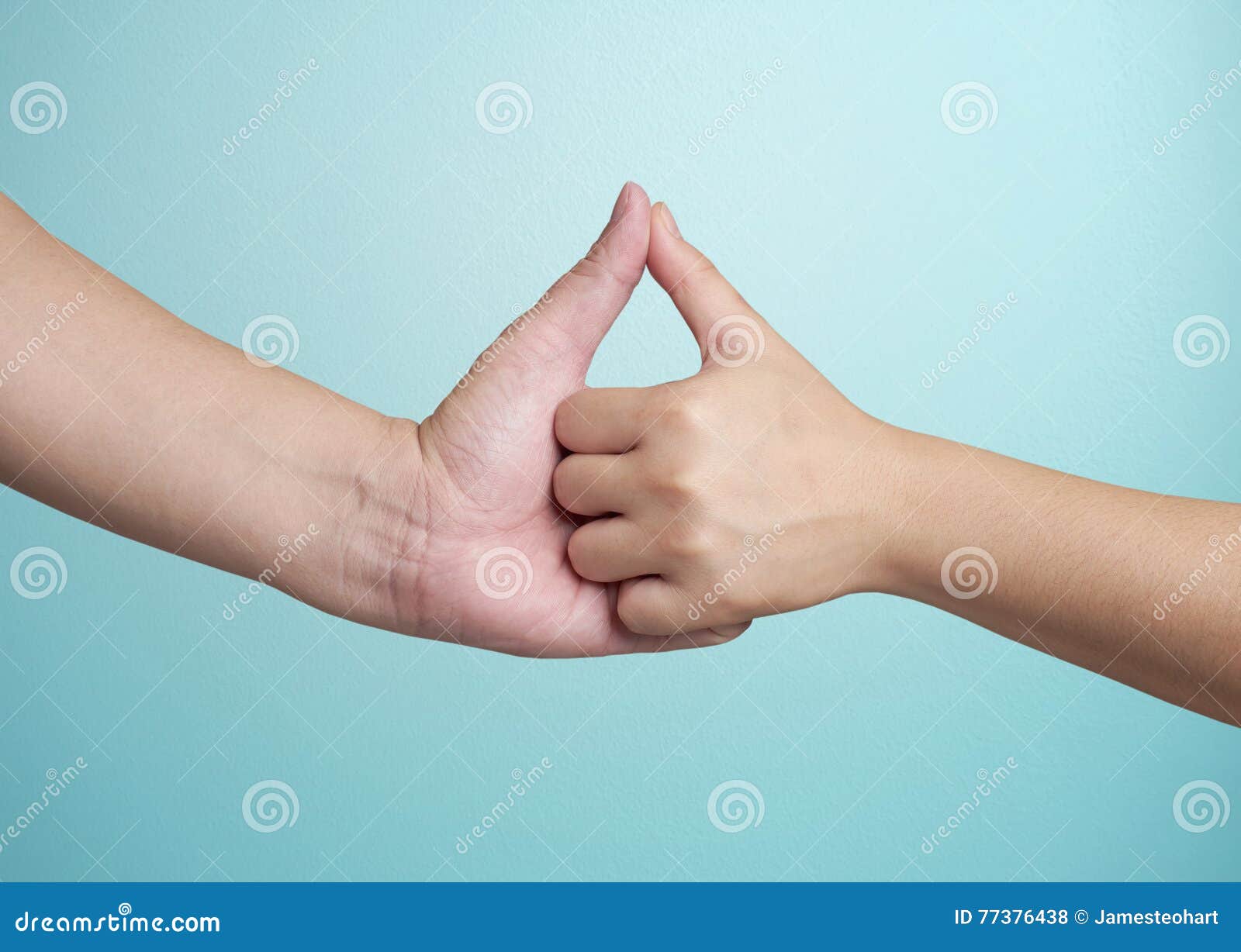 Close Up of Human Hands Touching with Thumb Stock Photo - Image of ...