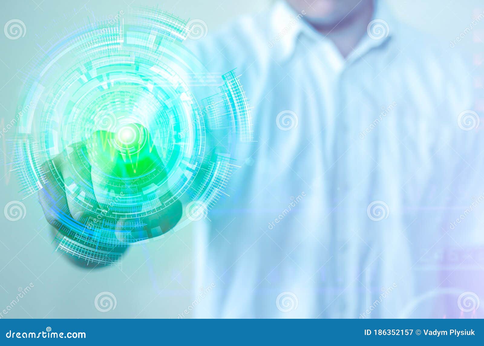 Close Up of Human Hands Using Virtual Panel Stock Image - Image of ...