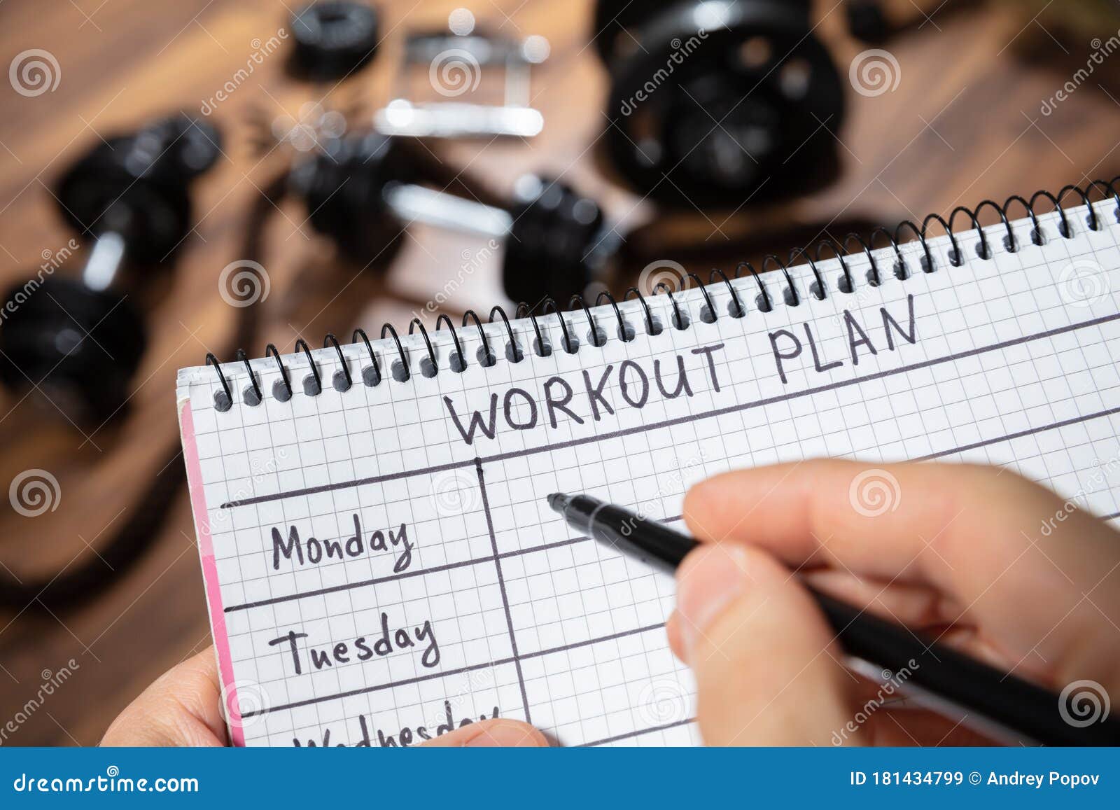 Human`s Hand Writing Workout Plan Stock Image - Image of adult, human ...