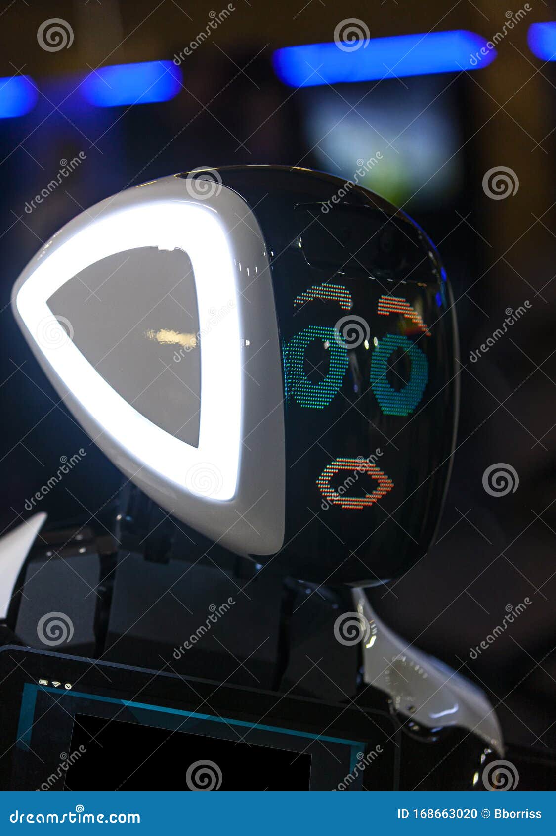 Close-up of Humanoid Robot Head with Micro-cameras Eyes Stock Photo ...