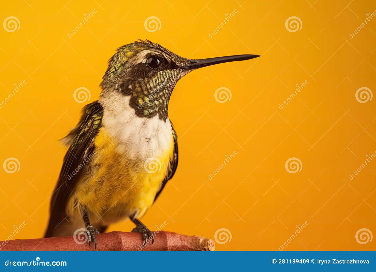 Close-up of a Hummingbird on a Yellow Background. Generative AI Stock ...
