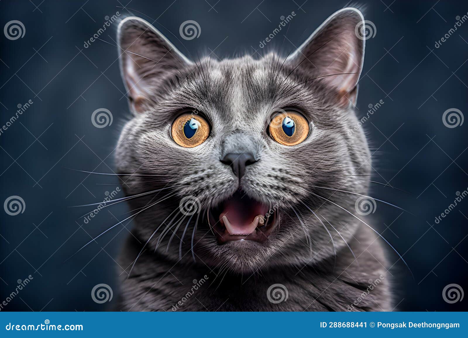 Close Up of Hungry Evil Cat Shows Teeth. Generative AI Stock ...