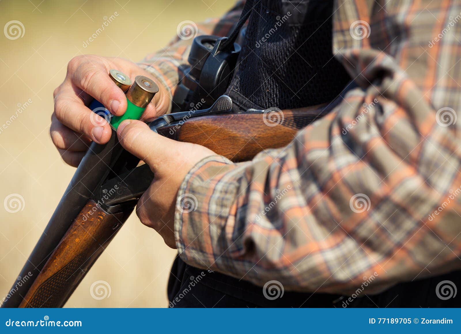 Close-up of a Hunter Loading His Shotgun Stock Image - Image of double ...