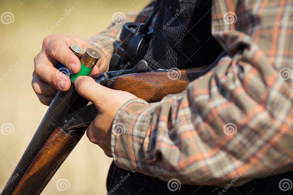 Close-up of a Hunter Loading His Shotgun Stock Image - Image of double ...
