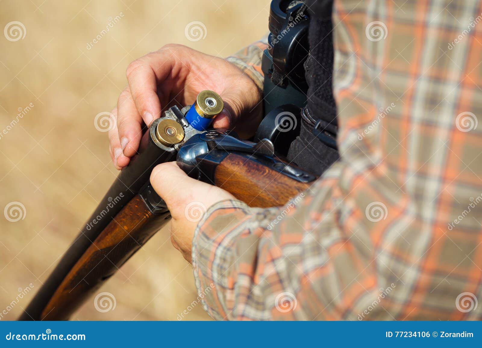 Close-up of a Hunter Loading His Shotgun Stock Photo - Image of ...