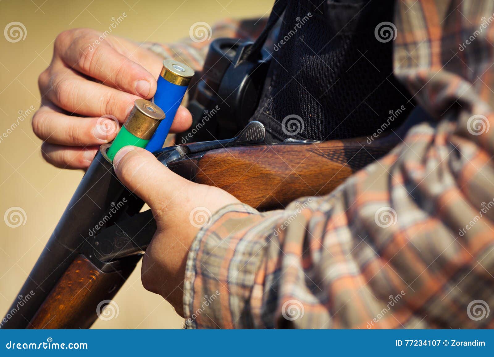 Close-up of a Hunter Loading His Shotgun Stock Image - Image of double ...