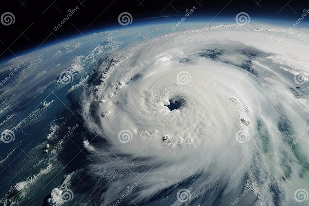 Close-up of a Hurricane or Cyclone, with Visible Clouds and Wind Stock ...