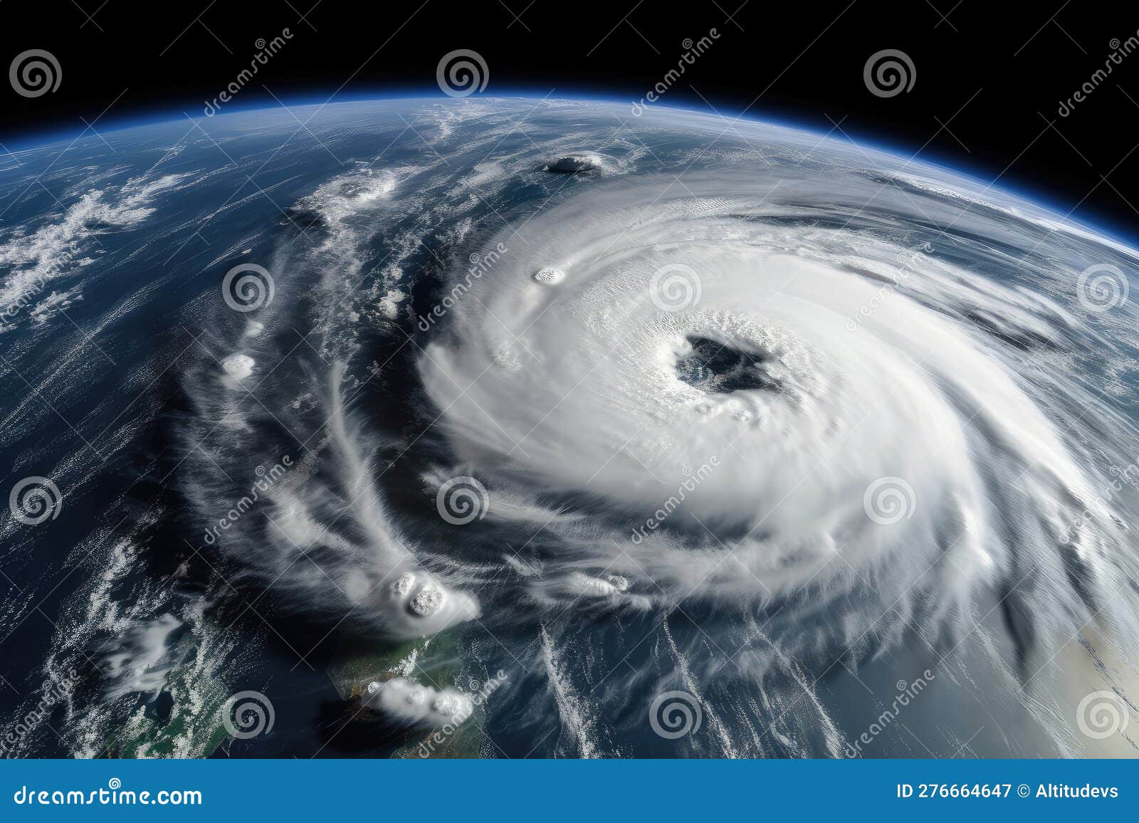 Close-up of Hurricane, with Intense and Powerful Winds Visible Stock ...