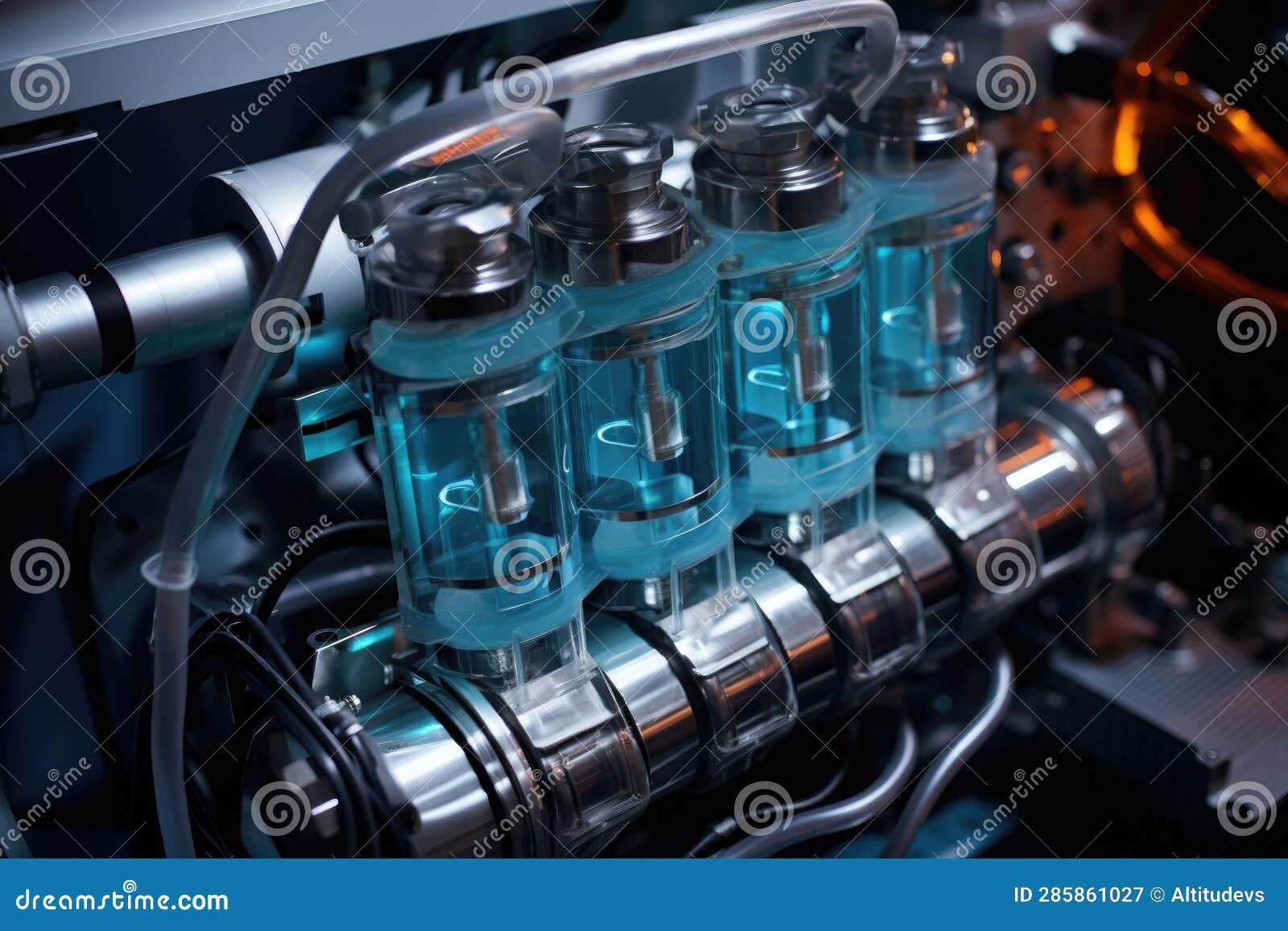 Close-up of Hydrogen Fuel Cells and Connectors Stock Image - Image of ...