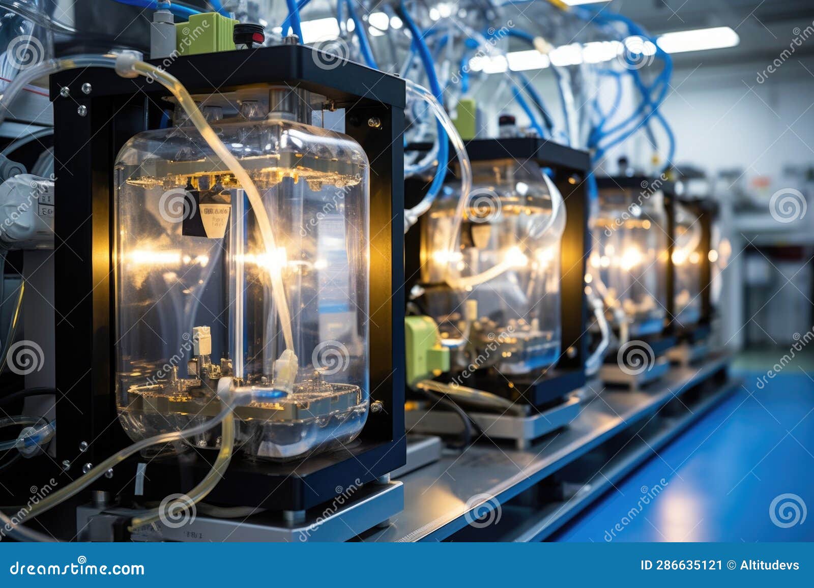 Close-up of Hydrogen Fuel Cells in a Laboratory Stock Illustration ...