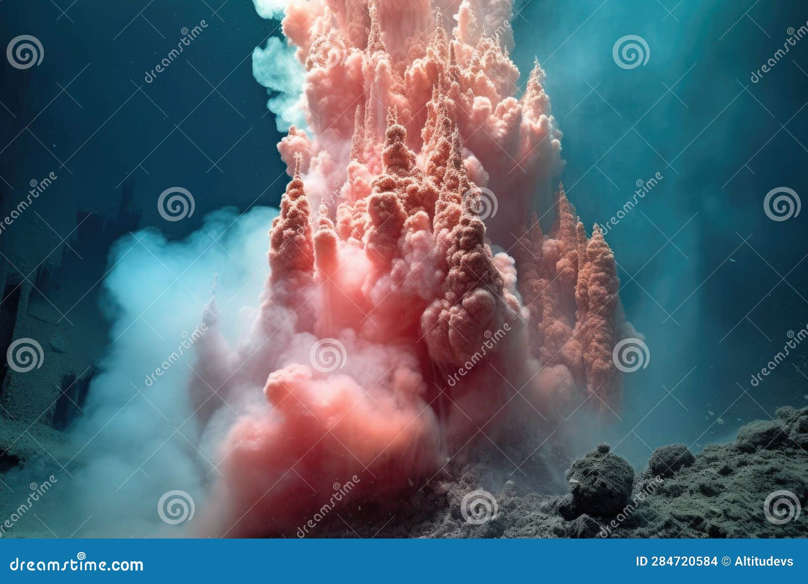 Close-up of a Hydrothermal Vent Spewing Minerals Stock Illustration ...