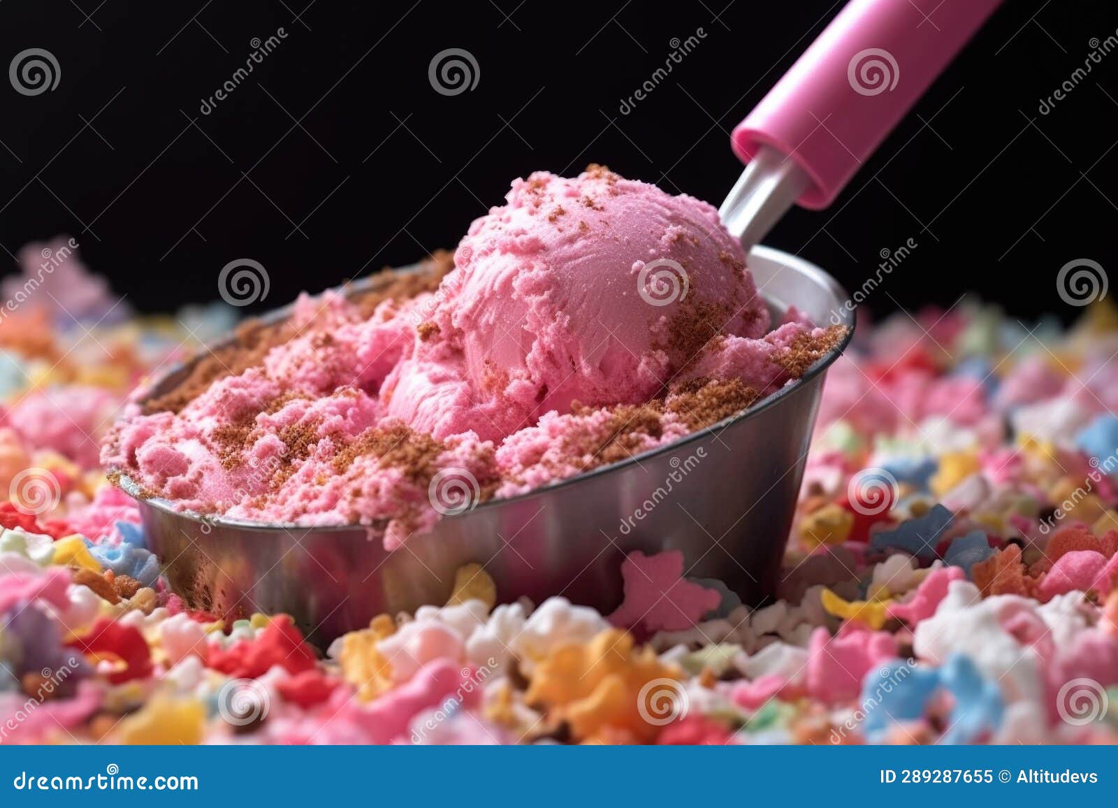 Close-up of Ice Cream Scoop Digging into Tub Stock Illustration ...