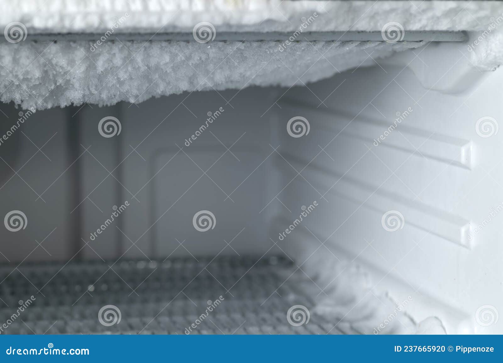 Empty Freezer Of A Refrigerator. Ice Buildup In The Inside Of A Freezer ...