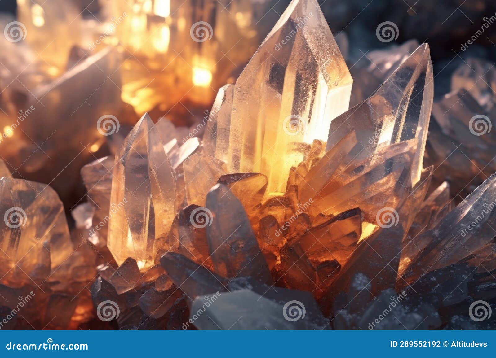 Close-up of Icy Crystals Illuminated by Sunlight Stock Illustration ...