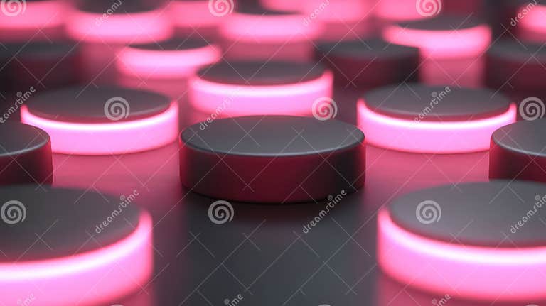 A Close-up of Illuminated Circular Buttons on a Surface, Creating a ...