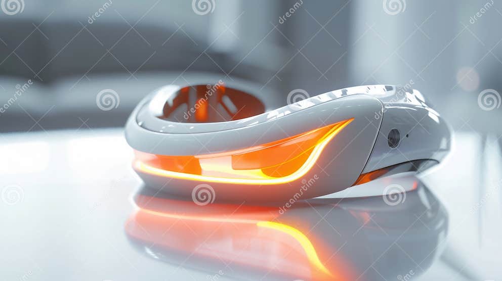 Close Up of Illuminated Device on Table Stock Photo - Image of sleek ...