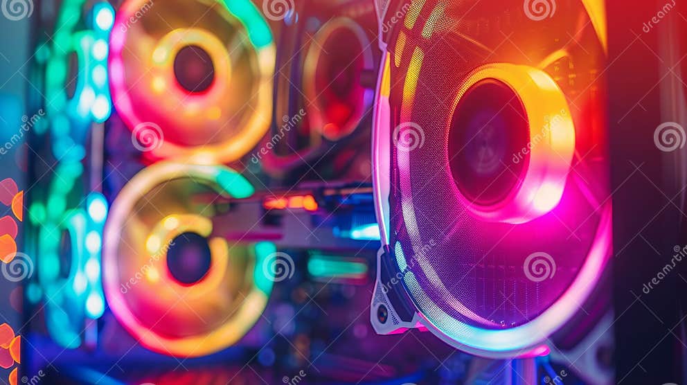 Close-up of an Illuminated Gaming PC Interior. Stock Photo - Image of ...
