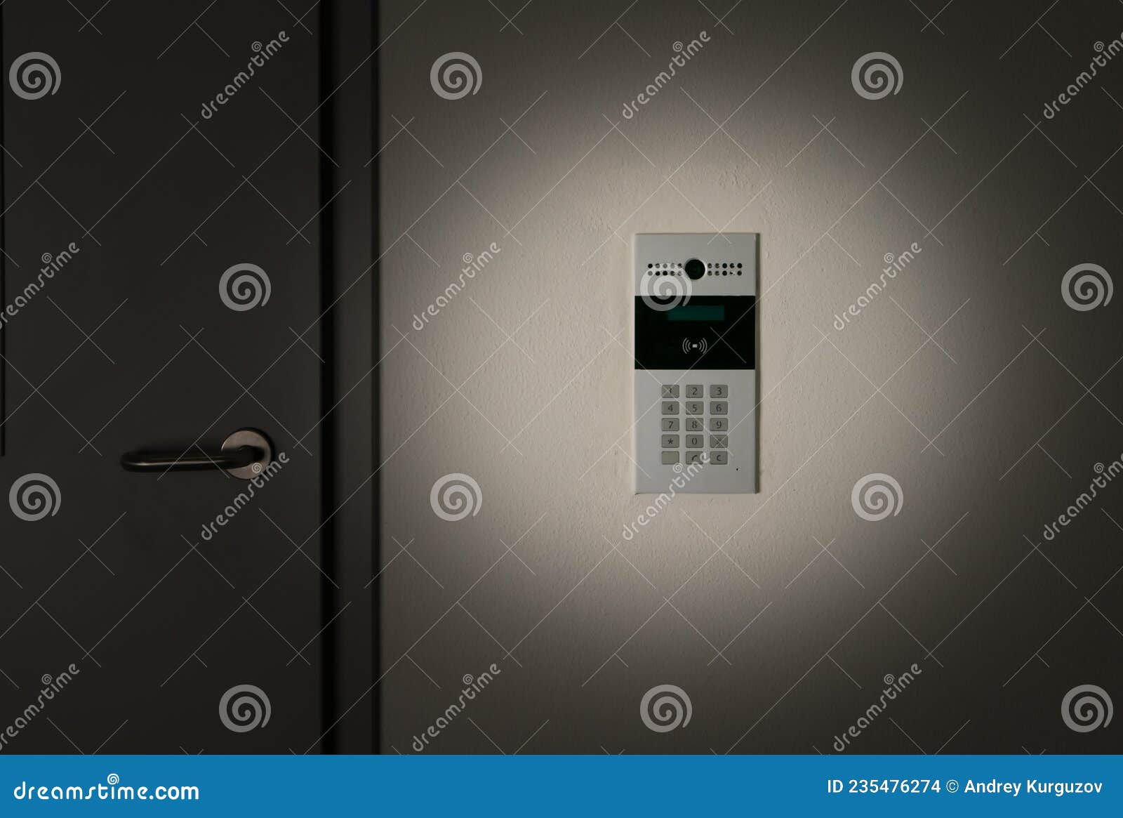 Close-up of the Illuminated Intercom, for Opening the Iron Entrance ...