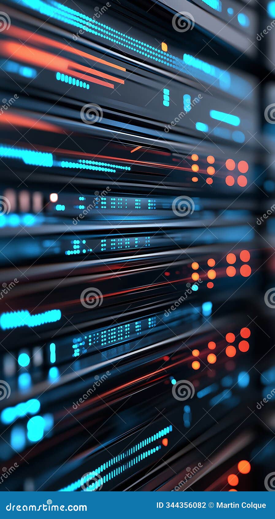 Close-up of Illuminated Server Rack in a Data Center. Stock ...