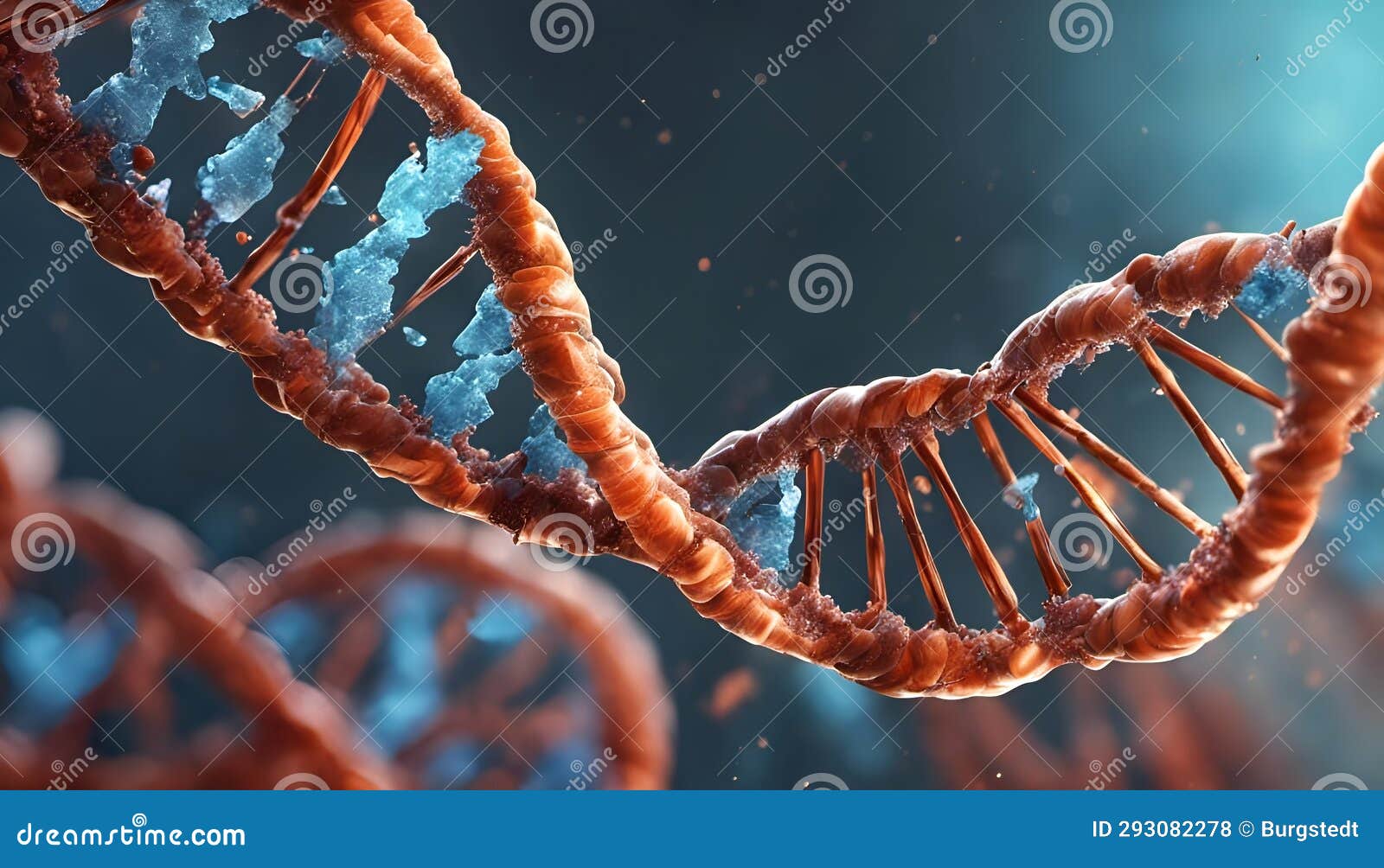 Close Up Illustration of a Nucleic Acid Double Helix with Connected ...