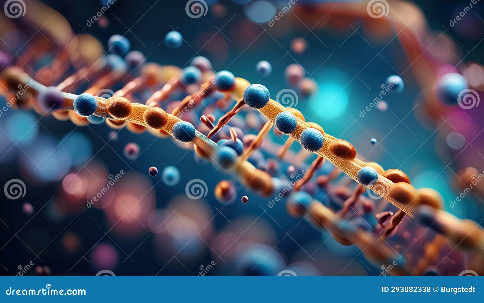 Close Up Illustration Of A Nucleic Acid Double Helix With Connected ...