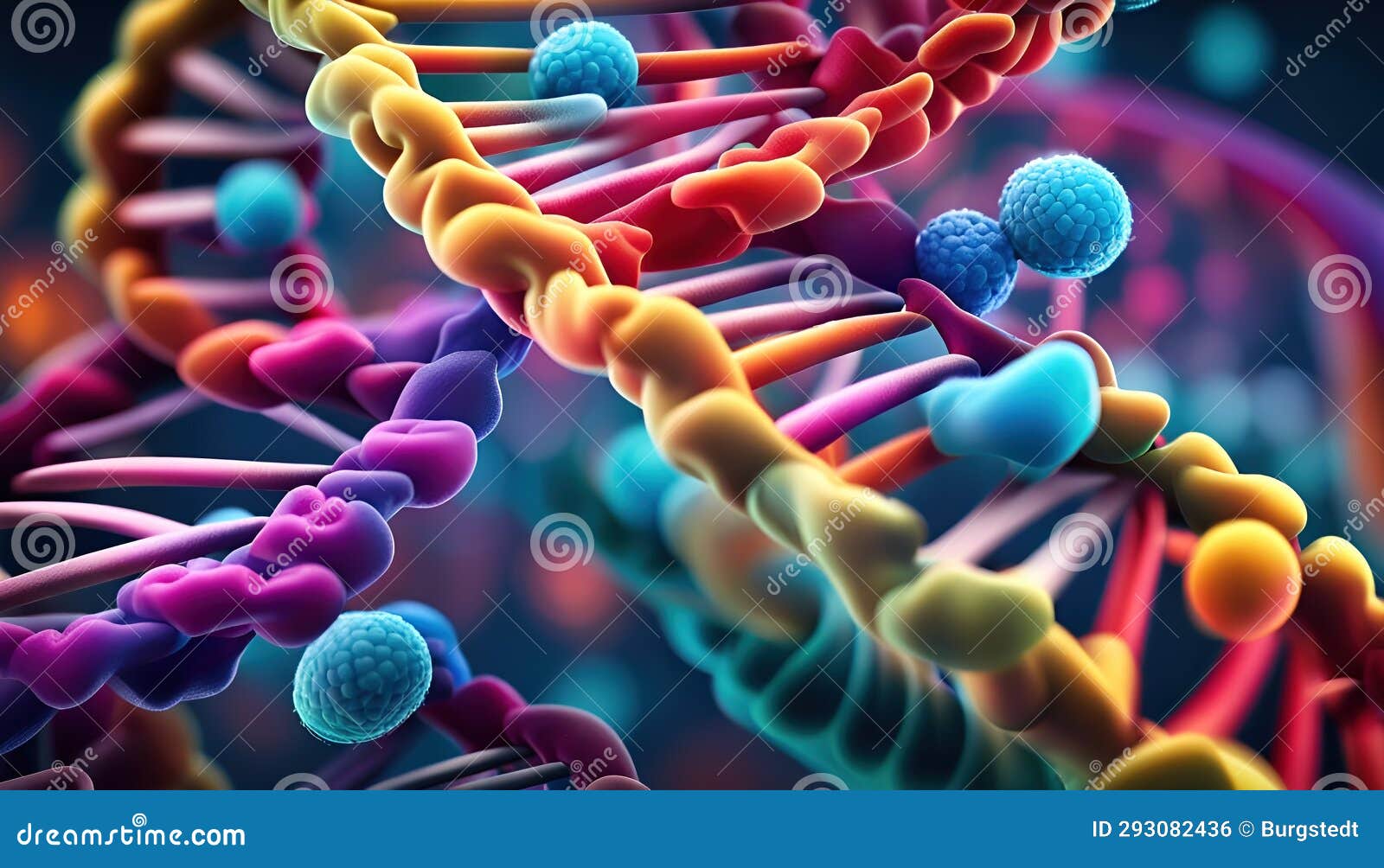 Close Up Illustration of a Nucleic Acid Double Helix with Connected ...