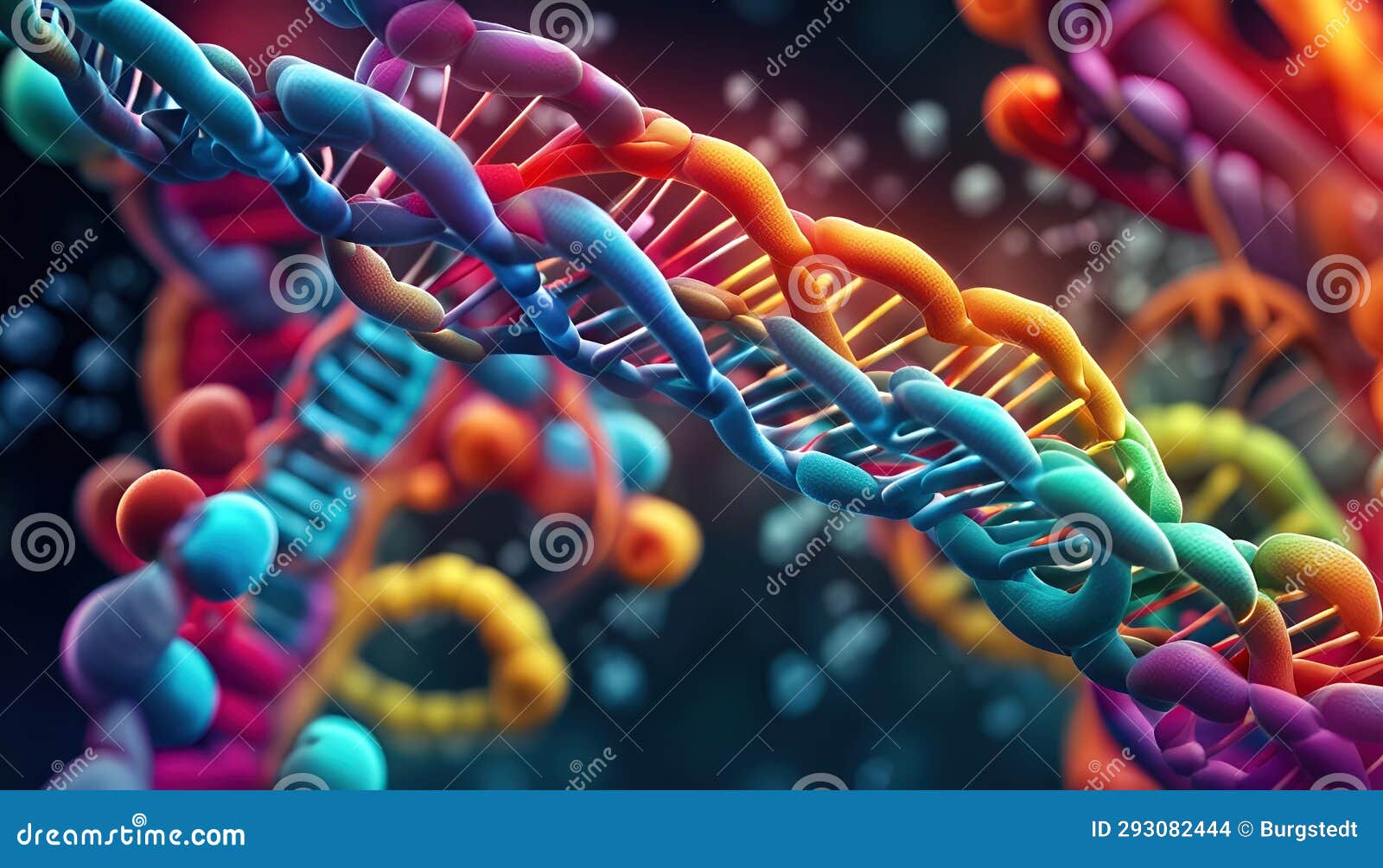 Close Up Illustration Of A Nucleic Acid Double Helix With Connected ...