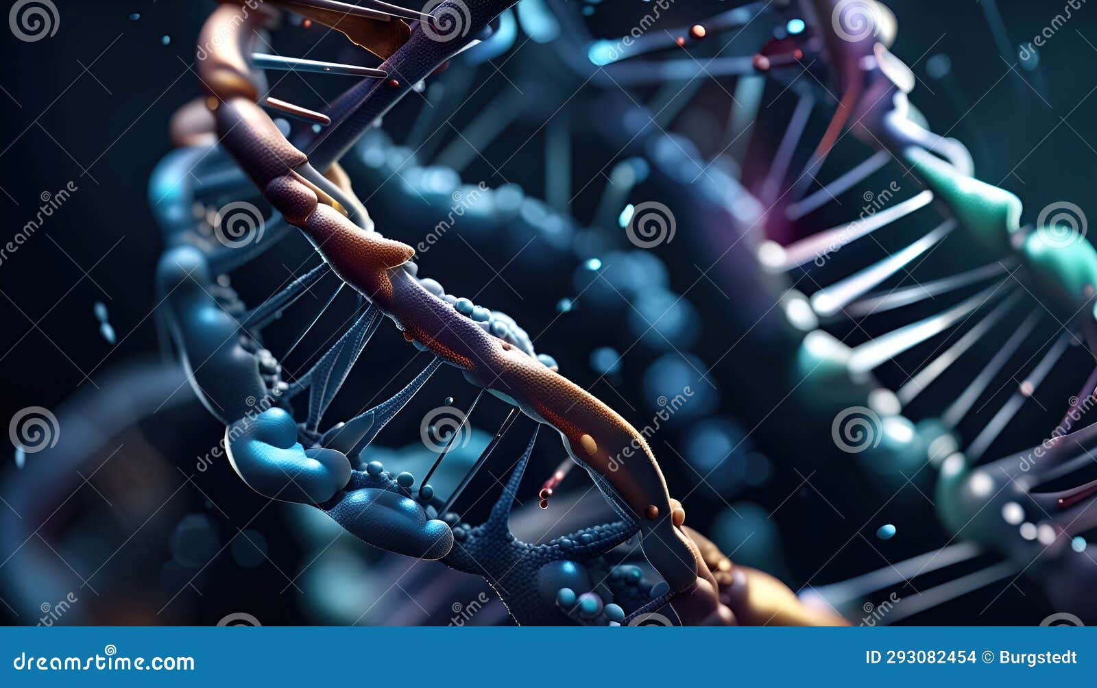 Close Up Illustration of a Nucleic Acid Double Helix with Connected ...