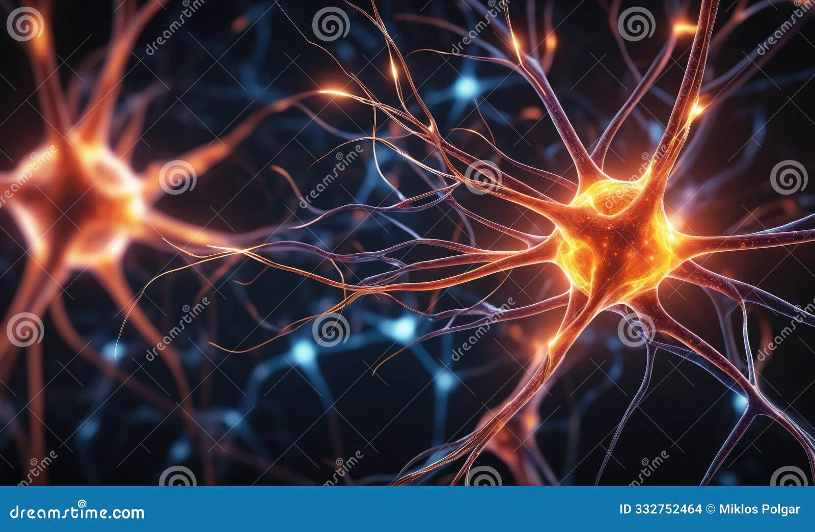 A Close-up Illustration of Two Neurons, the Basic Unit of the Nervous ...