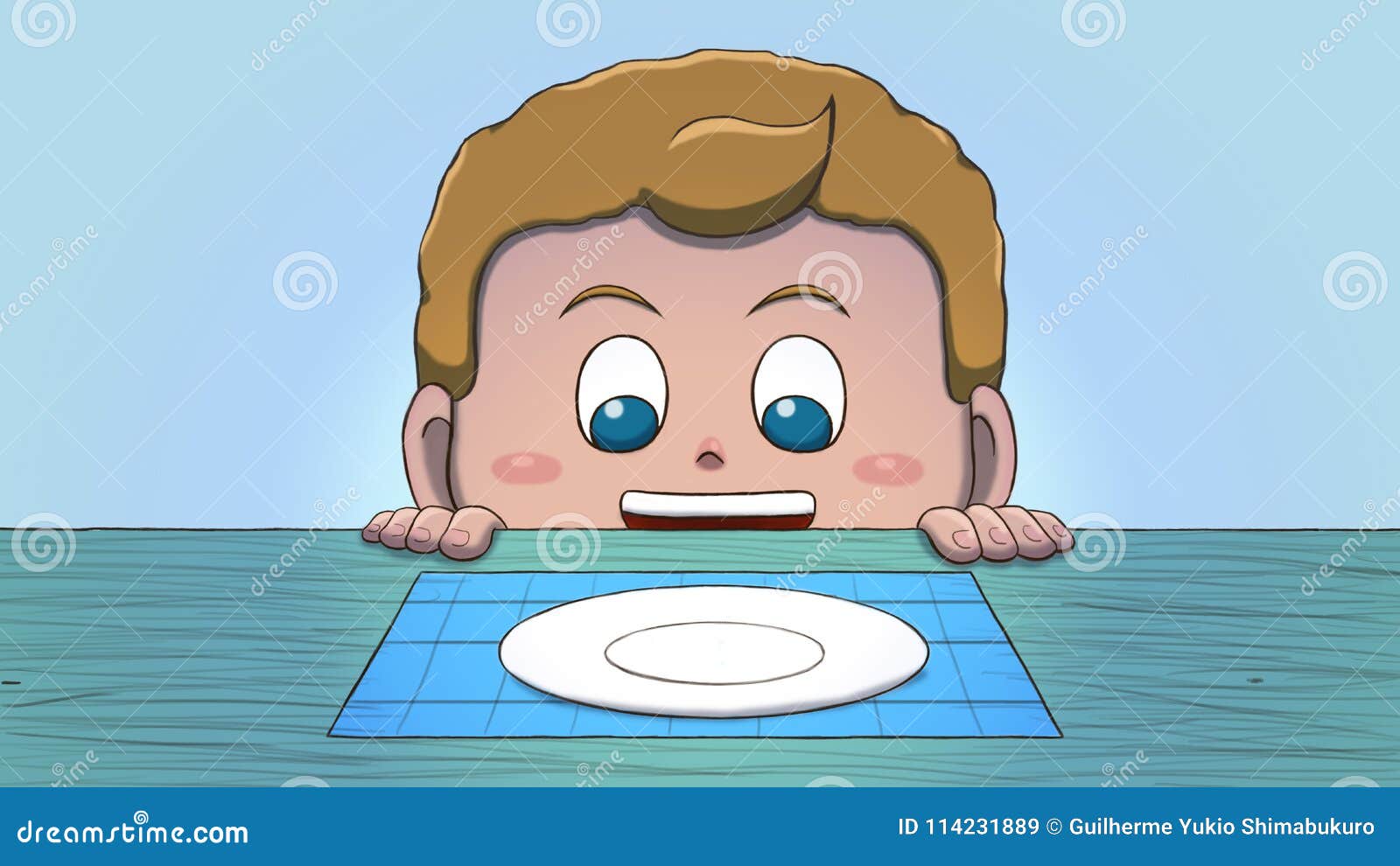 White Boy Looking At Empty Plate Stock Illustration | CartoonDealer.com ...