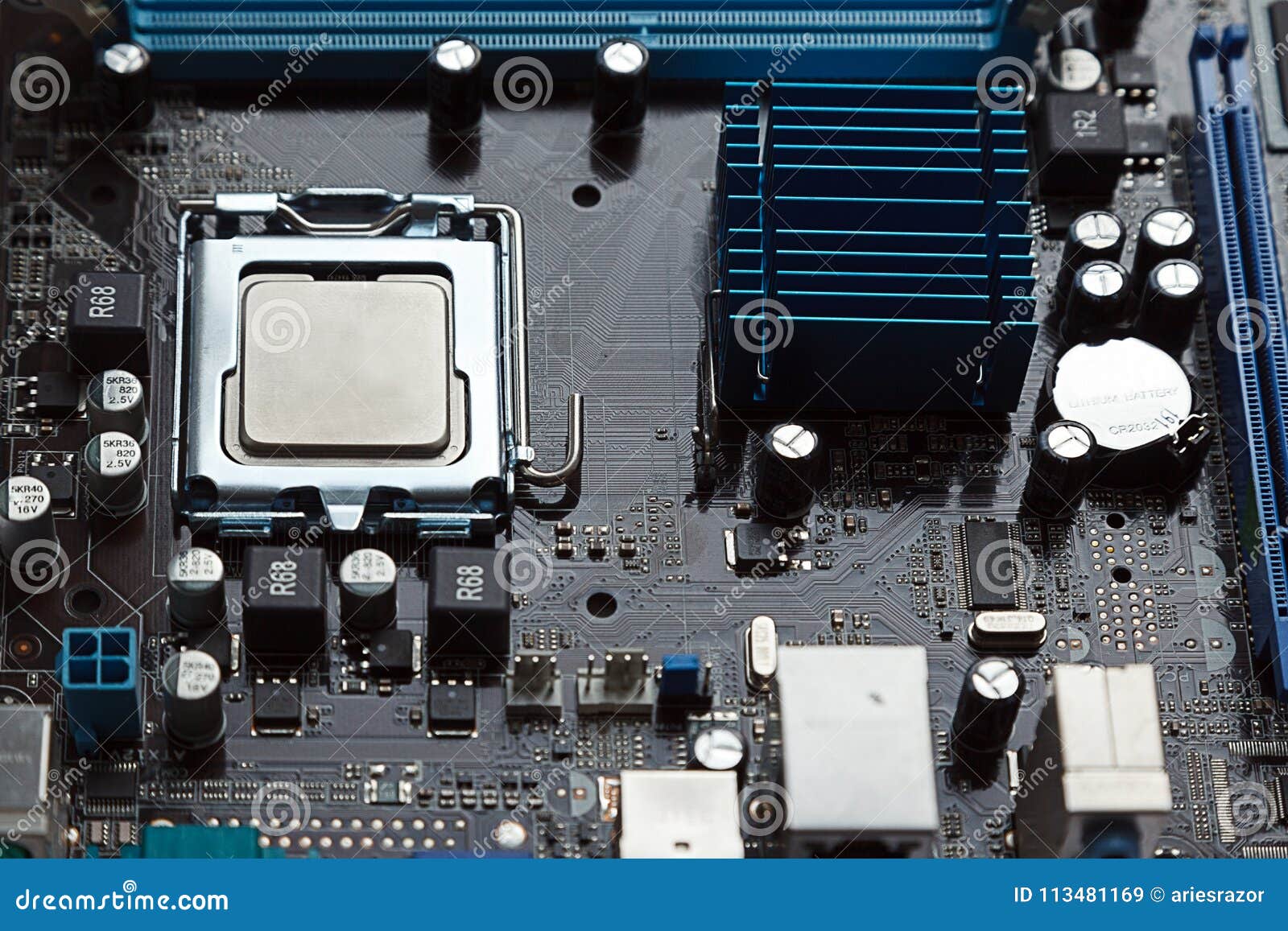 Close-up Image of the Back Part of Computer`s Motherboard Stock Image ...