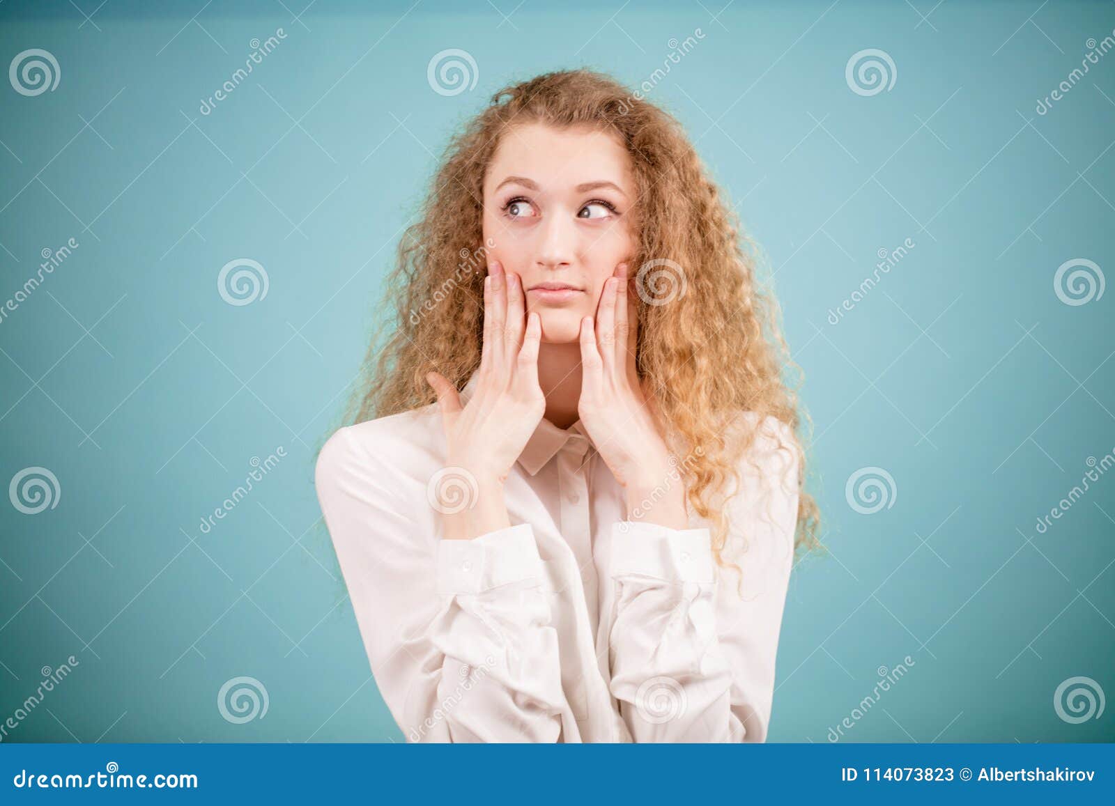 Close Up Image of Beautiful Model Has Babbled Out. Make a Long Face ...