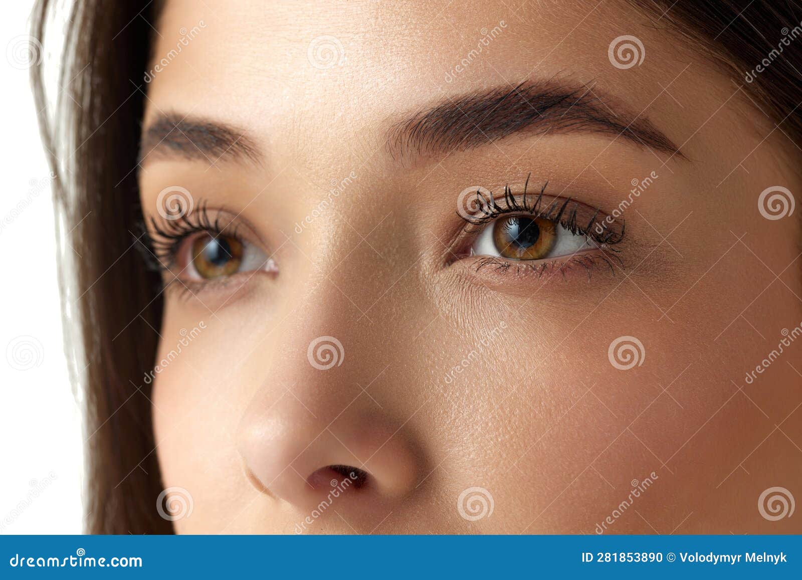 Close Up Image Of Beautiful Women S Face With Clear Spotless Skin