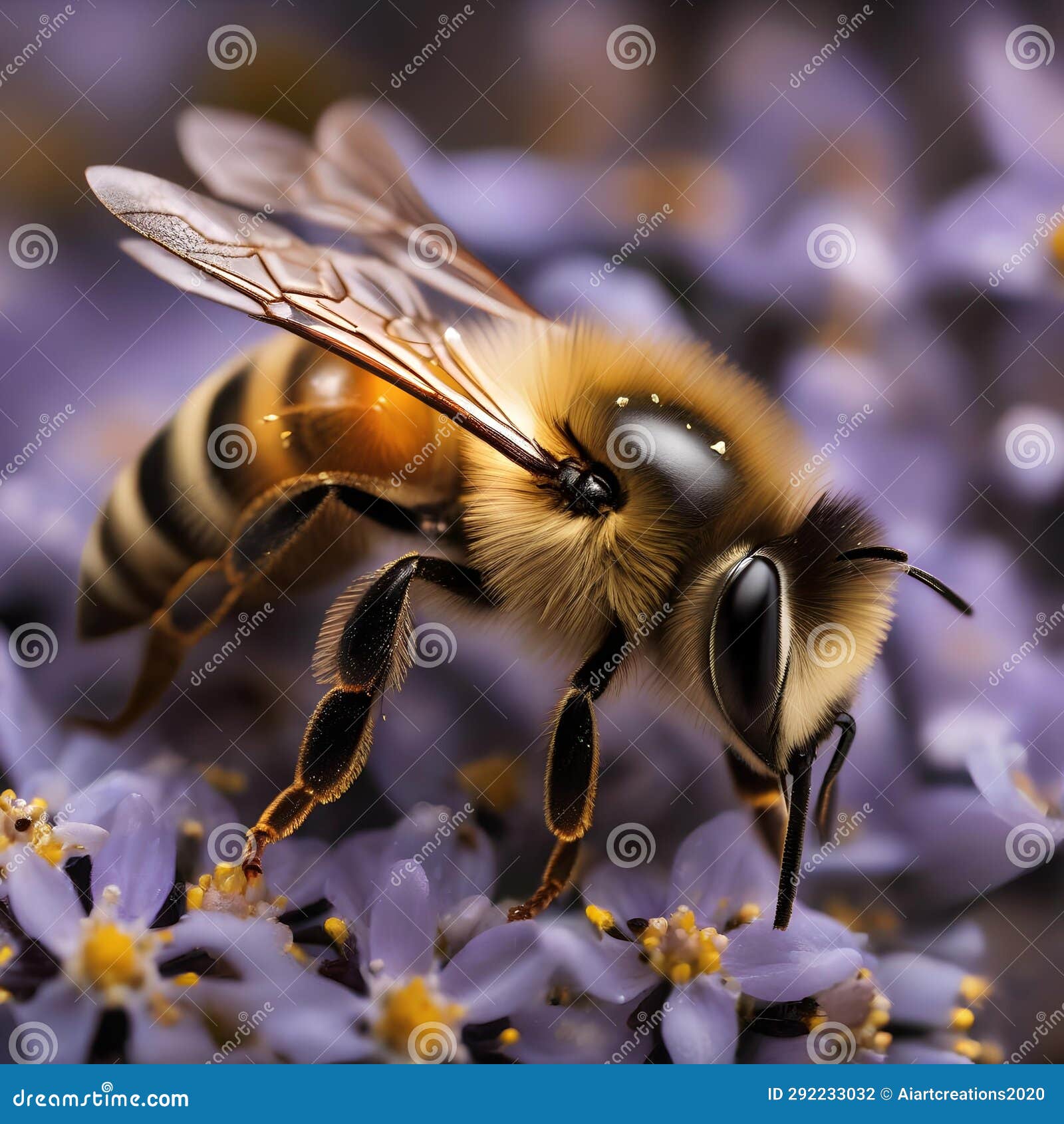 A Close-up Image of a Bee Covered in Pollen, Showcasing the Tiny Grains ...