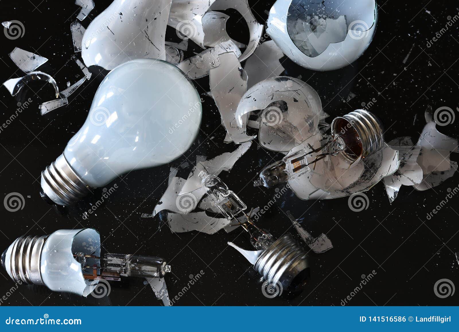 Broken Light Bulb Close Up stock photo. Image of equipment - 141516586