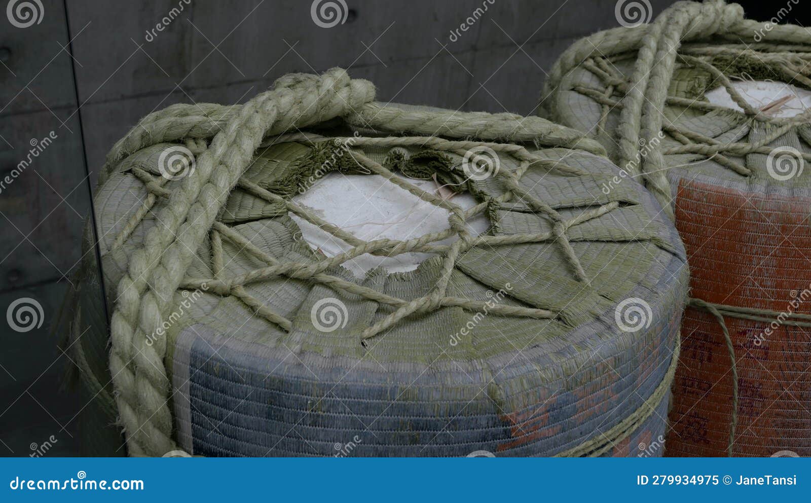 Close Up Image of Builder S Containers Bound with String and Rope Stock ...