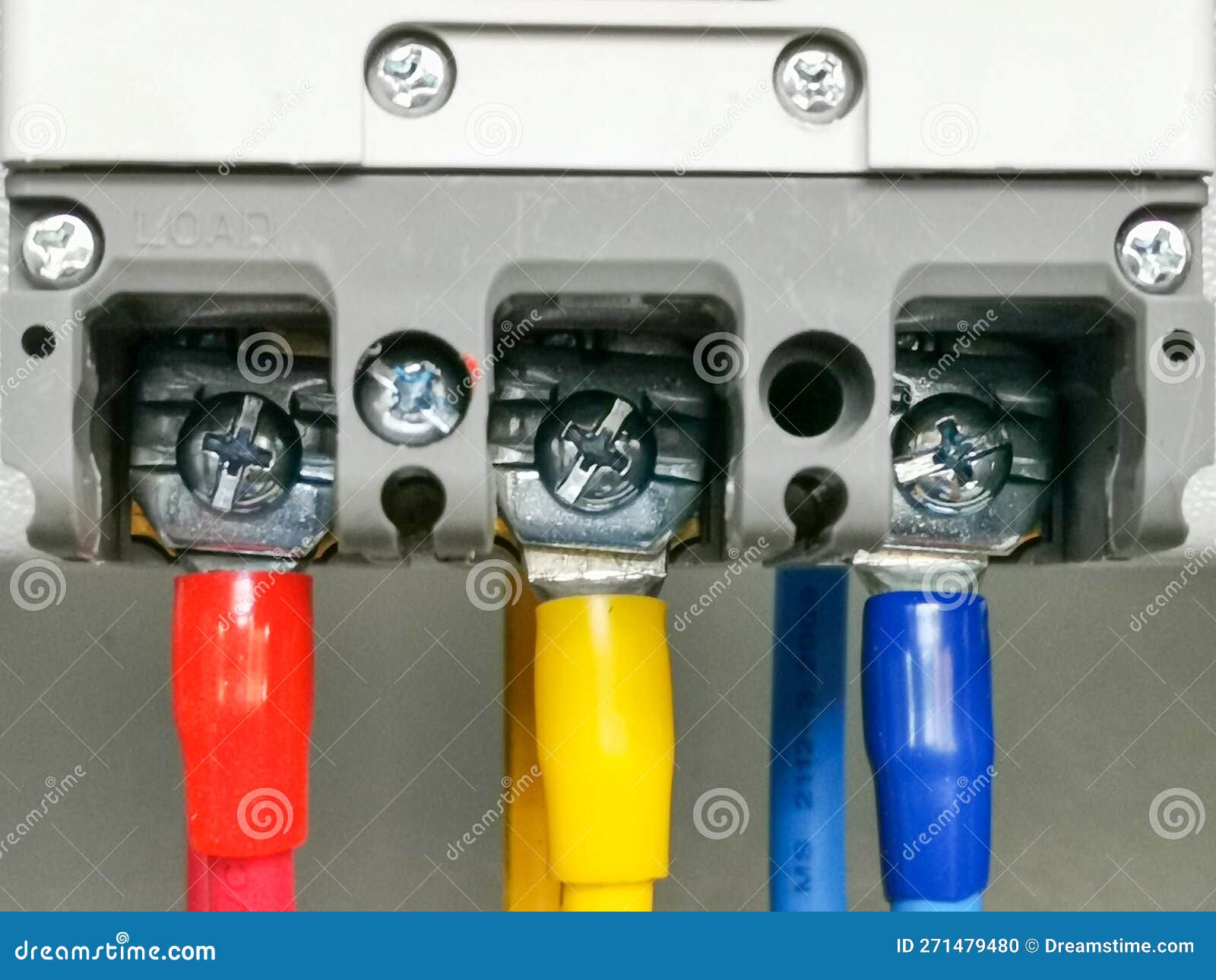 Close Up Image Cable Connection Moulded Case Circuit Breaker. Stock ...