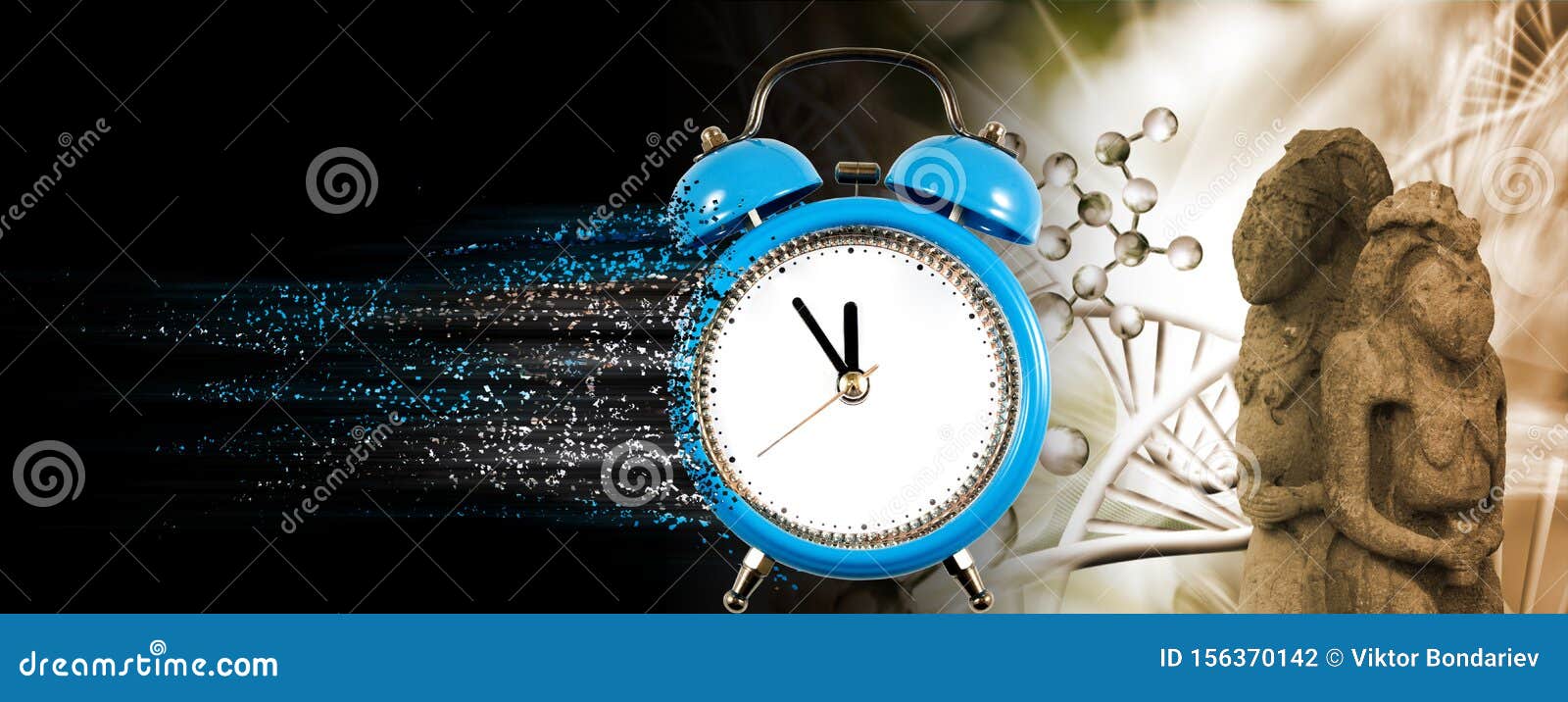 Image of a Clock with Particles Decaying on One Side Stock Photo ...