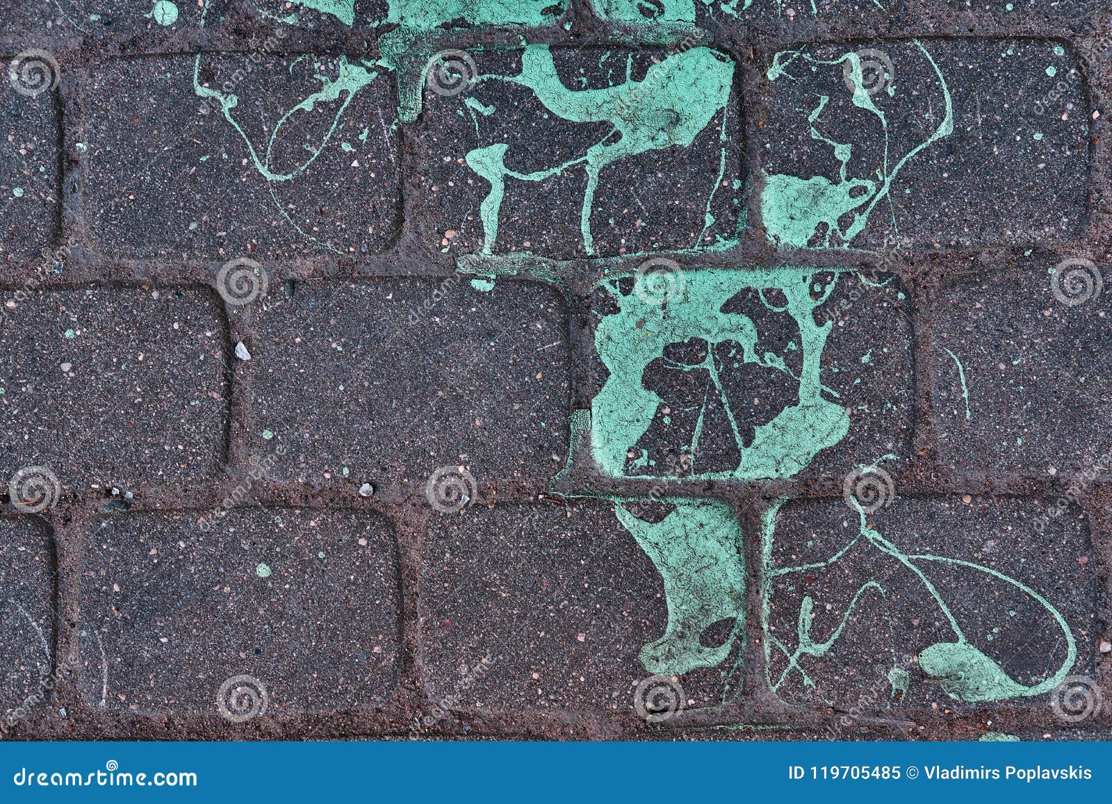 Close-up Image of Cobbled Footpath Stained with Paint. Stock Image ...