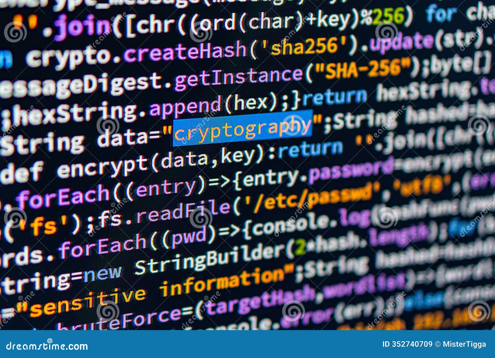 A Close-up Image of Color-coded Computer Code, with the Word Hash ...