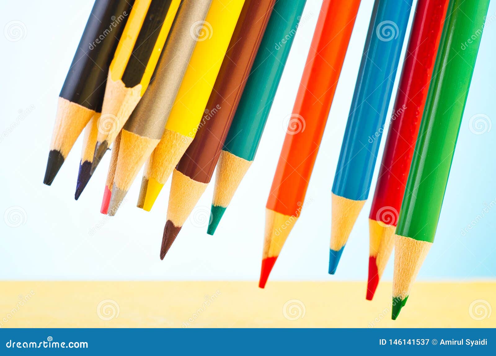 Colourful Pencils Over Beautiful Reverberation Gradient Backgroun Stock ...