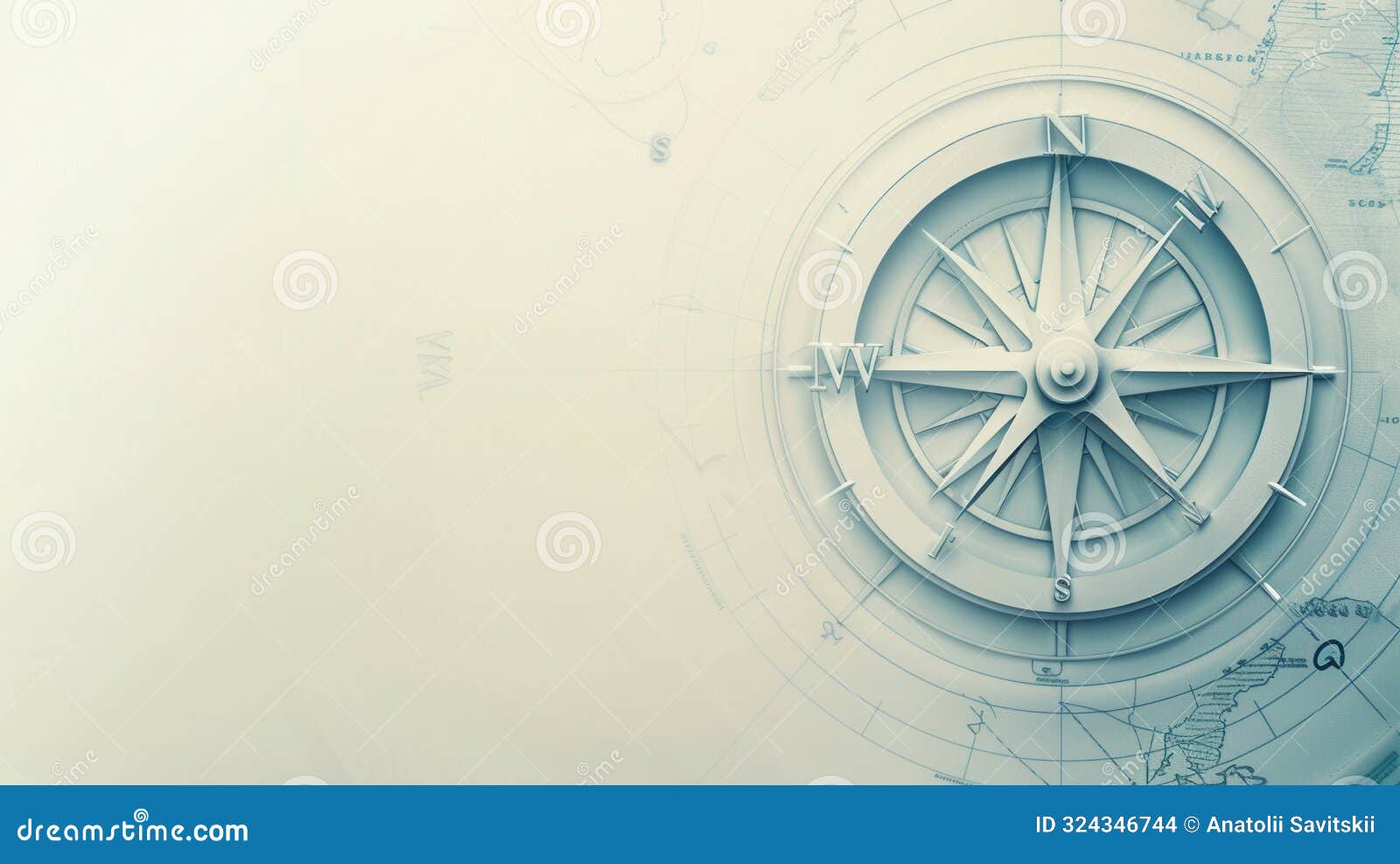 A Close-up Image of a Compass Rose, Rendered in a Simple and Modern ...