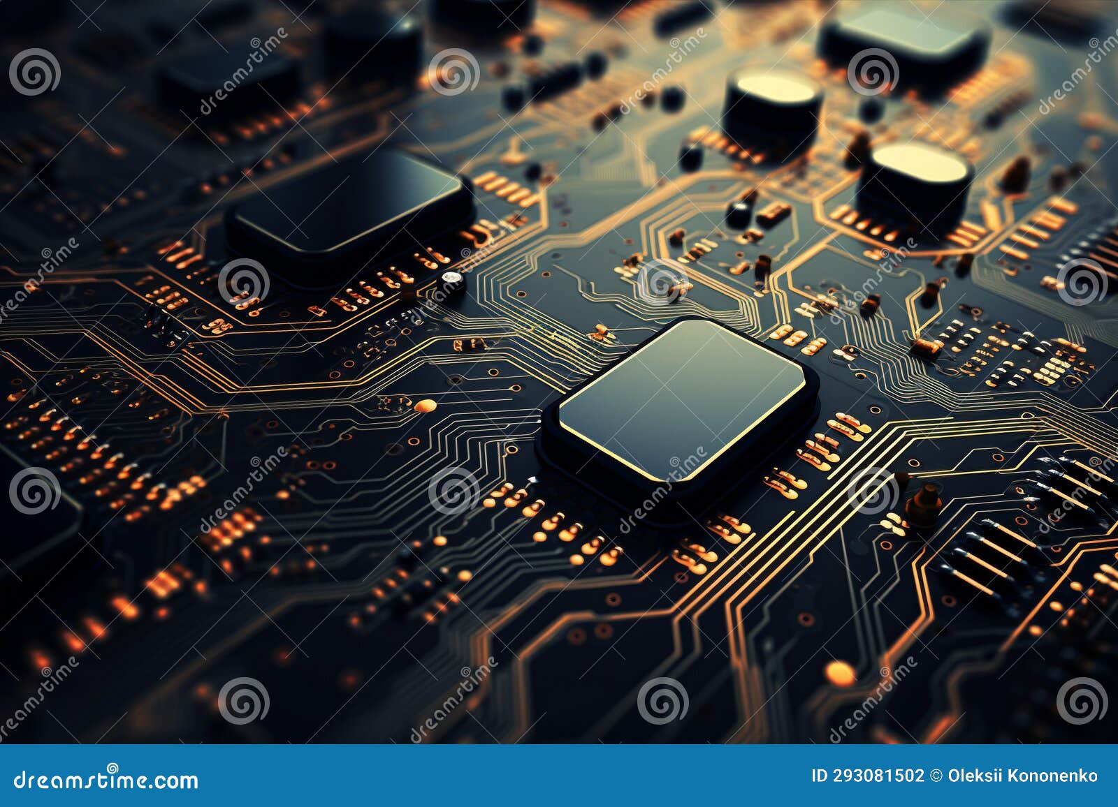 A Close-up Image of a Computer Printed Circuit Board with Many Parts ...