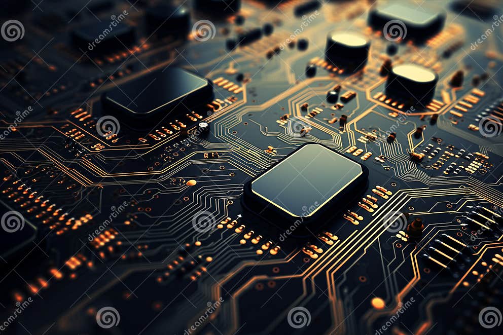 A Close-up Image of a Computer Printed Circuit Board with Many Parts ...