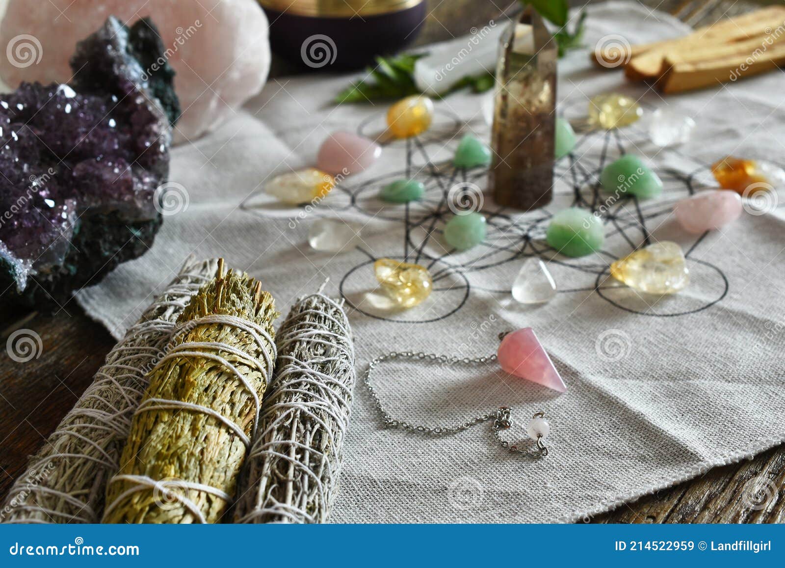 Crystal Healing Grid and Sacred Geometry Stock Image - Image of citrine ...