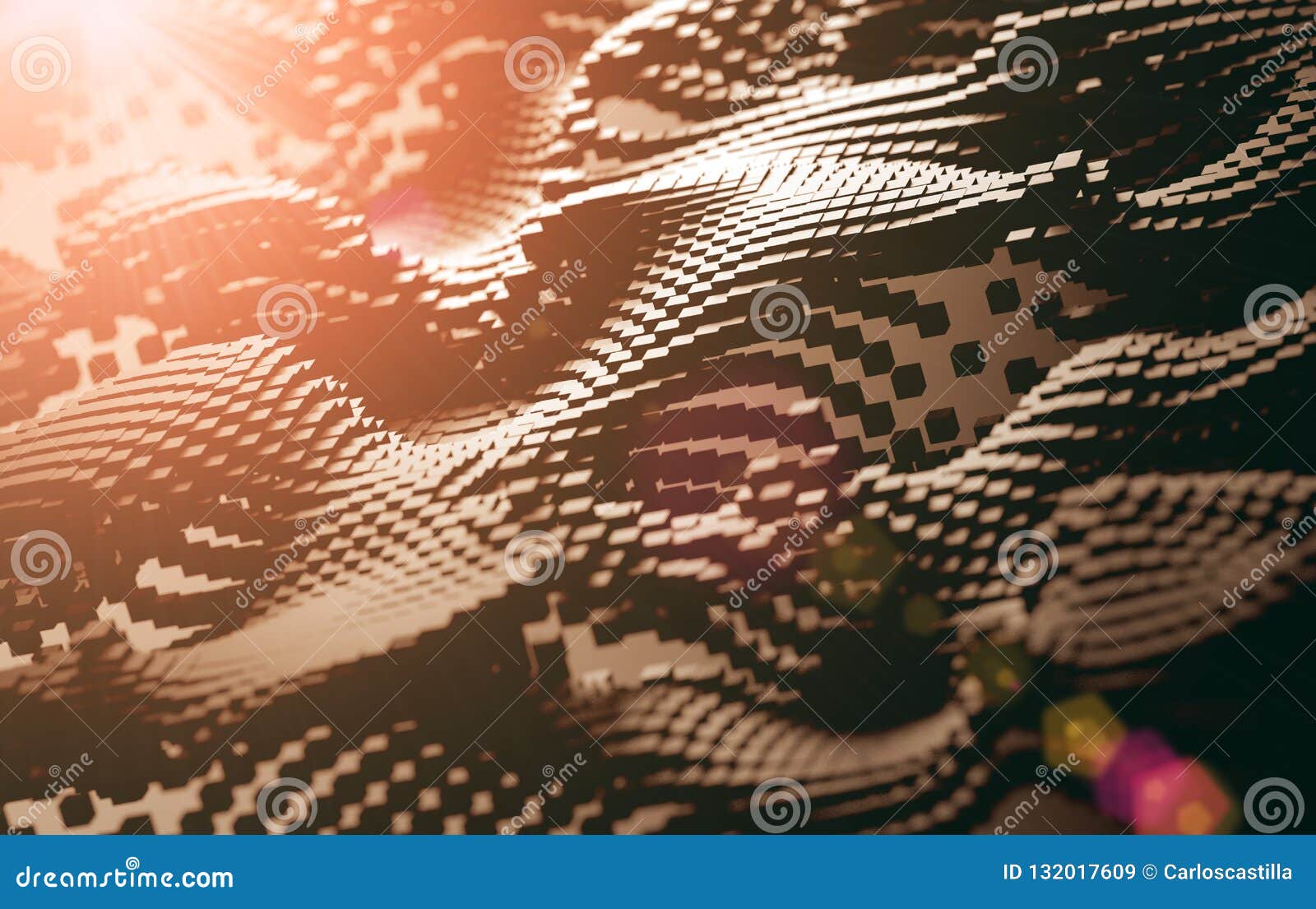 Close Up Image of Cubes Mesh and Waves Abstract Background Stock ...