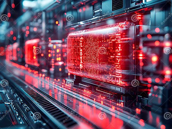 Close-up Image of a Data Center Interior with Active Server Modules ...