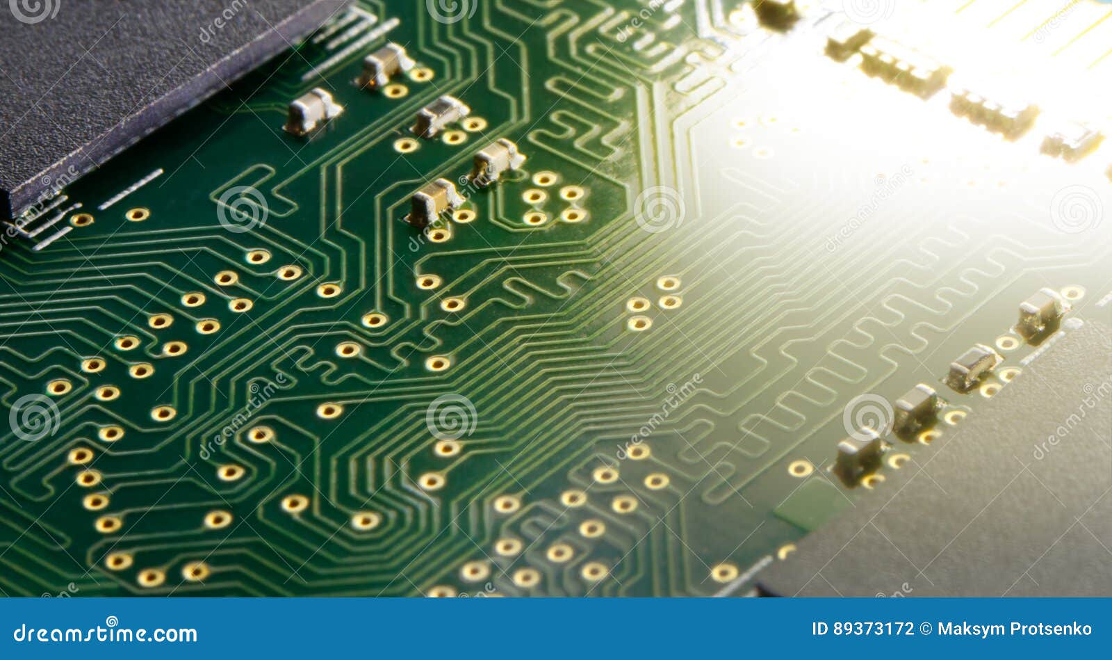 Close Up Image of Electronic Circuit Board with Processor in Bright ...