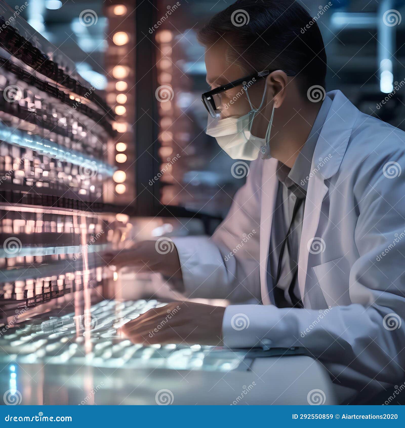 A Close-up Image of a Geneticist Using Advanced Equipment To Sequence ...