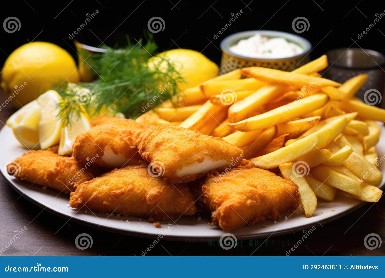 Close-up Image of Golden Crispy Fish and Chips on a Plate Stock Image ...